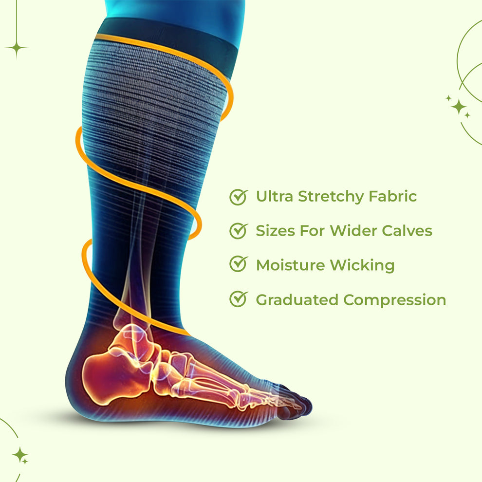 Wide Calf Compression Socks | Graduated Pressure, Circulation Aid ...