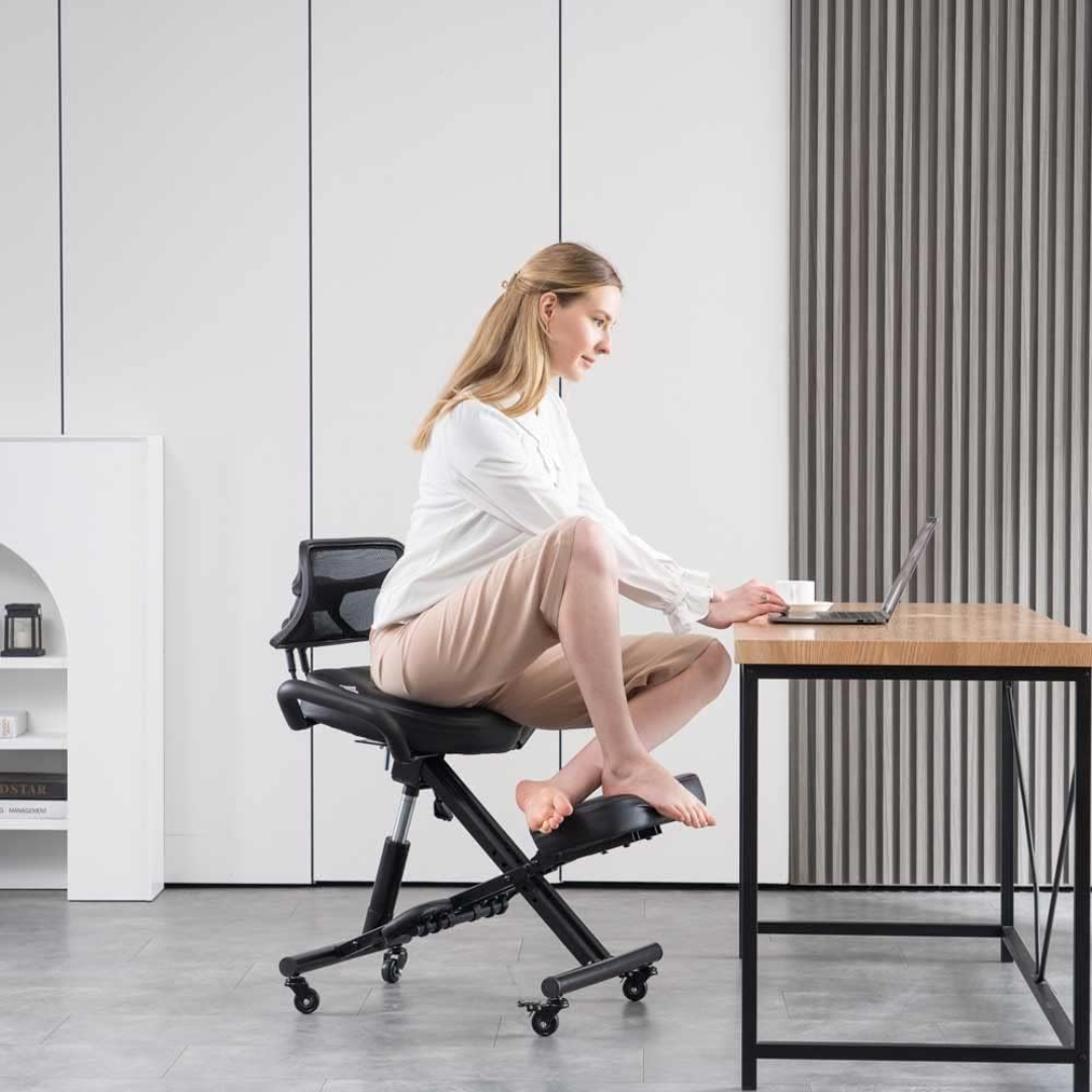Kneeling Office Chair With Back Support - Stool With Smooth Casters ...
