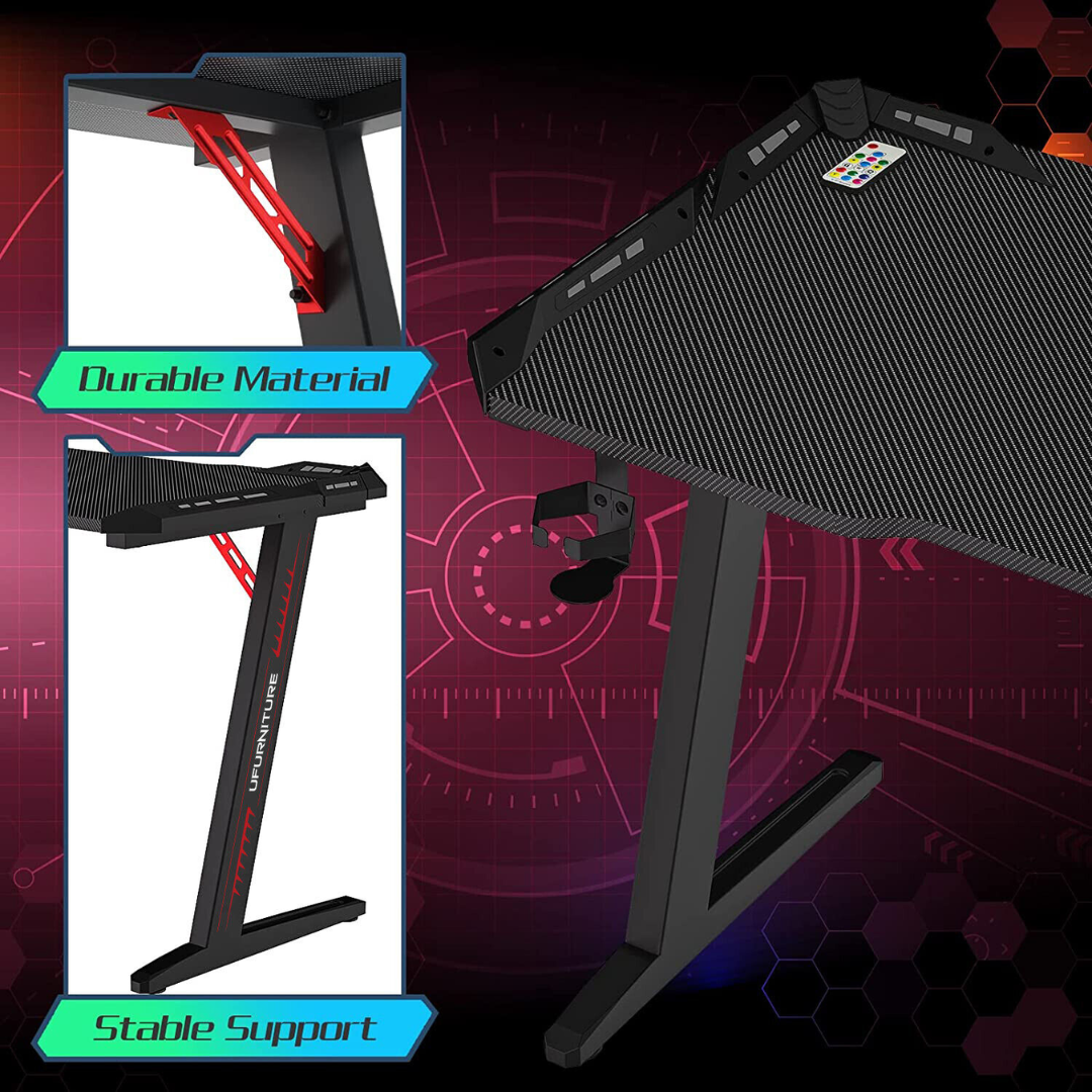 Gaming Desk - Scratch-resistant Carbon Fibre Texture | Spacious Surface ...