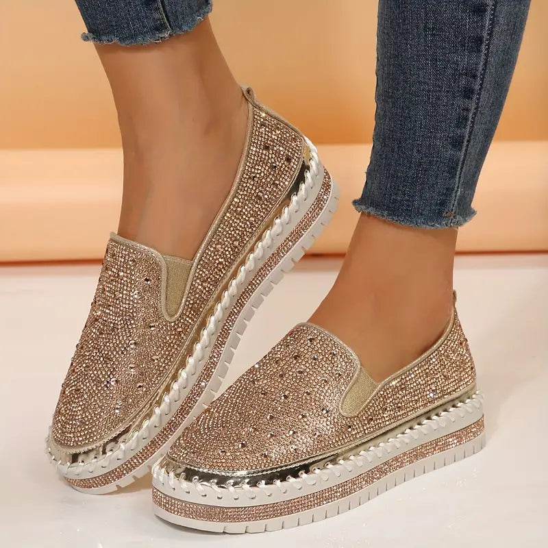 Women's Rhinestone Glitter Slip-on Shoes | Sparkling Embellishments ...